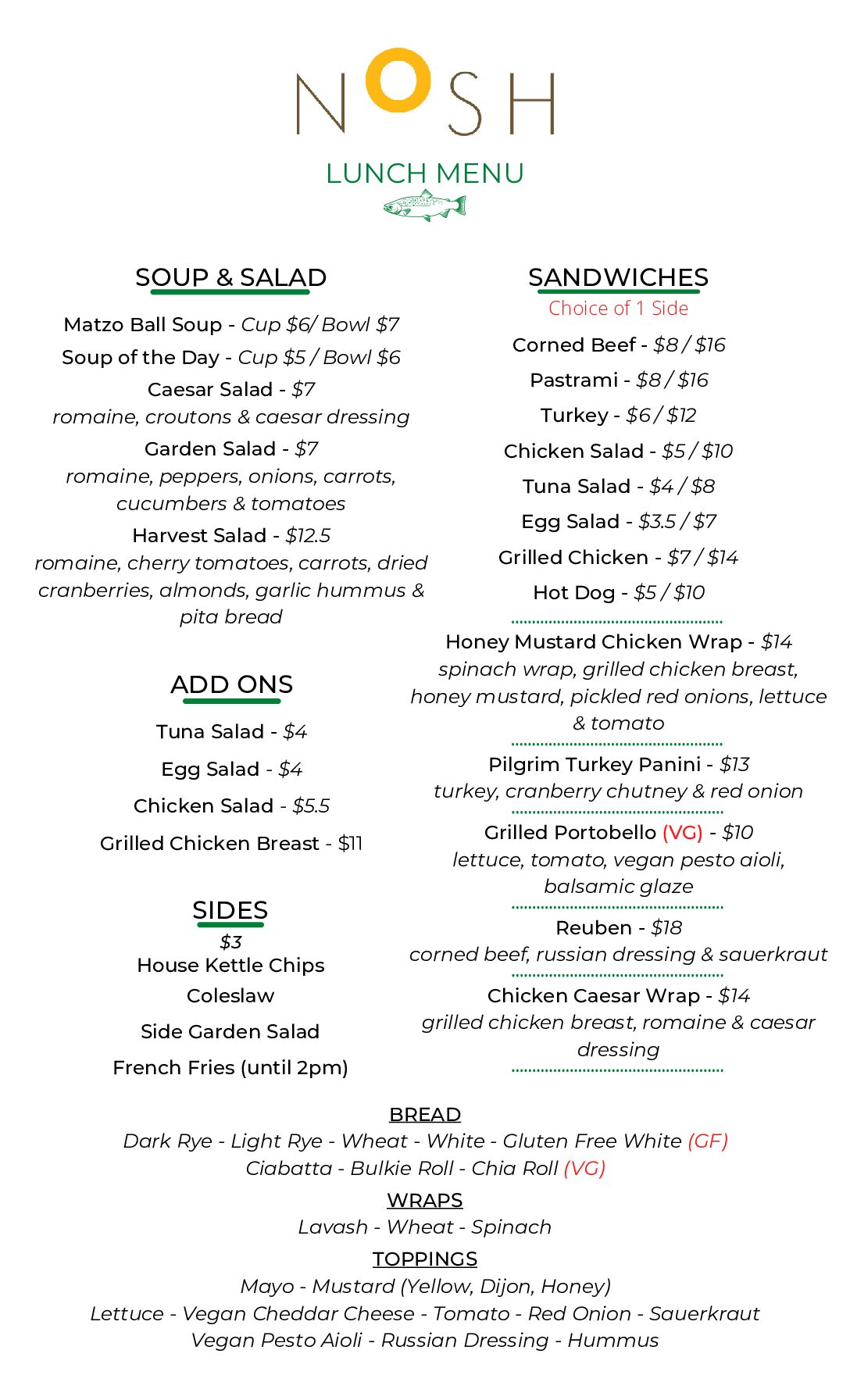 NewBridge on The Charles | NOSH Lunch Menu