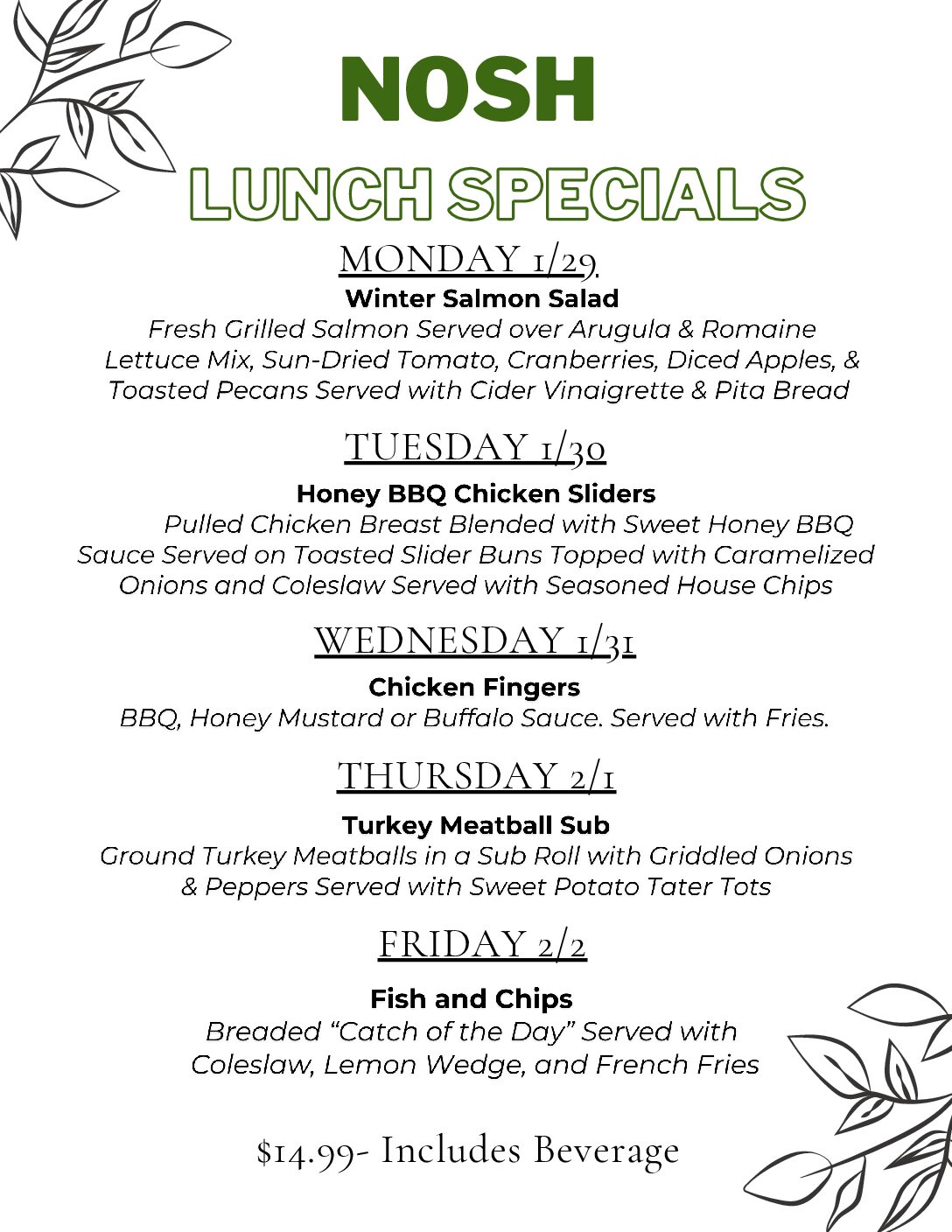 NewBridge on The Charles | NOSH Lunch Menu