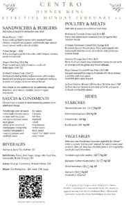 NewBridge on The Charles | Centro Dinner Menu