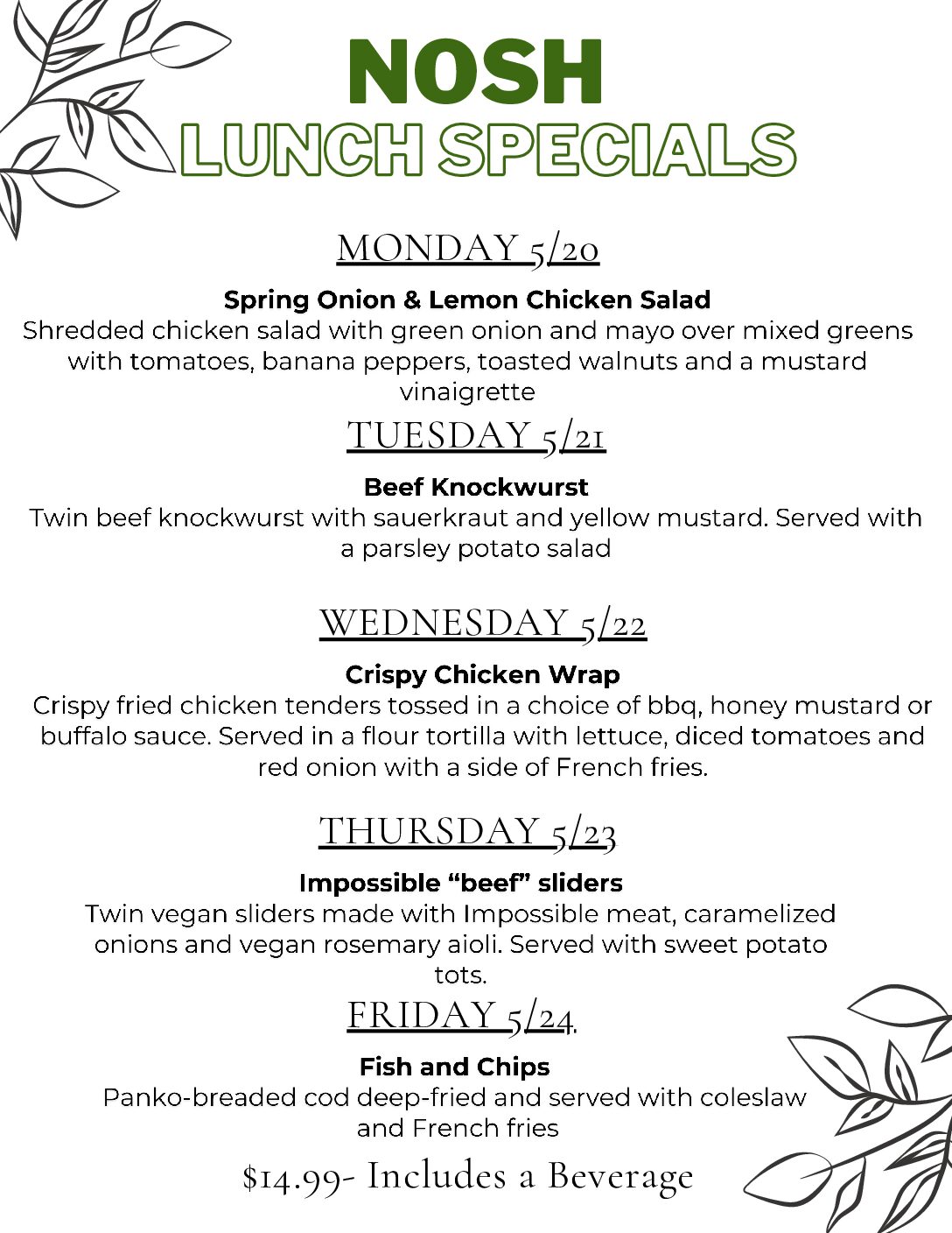 NewBridge on The Charles | NOSH Lunch Menu