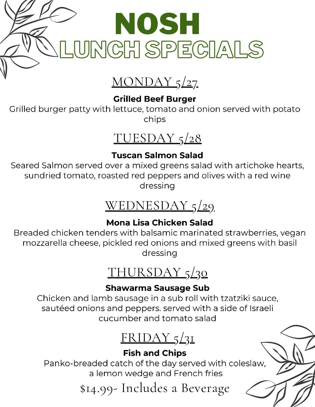 NewBridge on The Charles | NOSH Lunch Menu