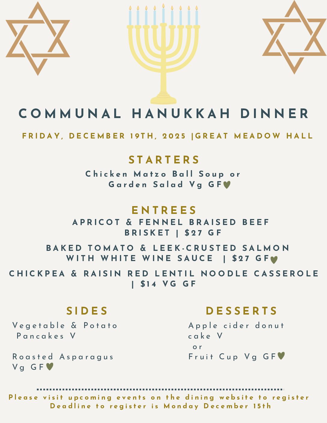 NewBridge on The Charles | Shabbat Menu